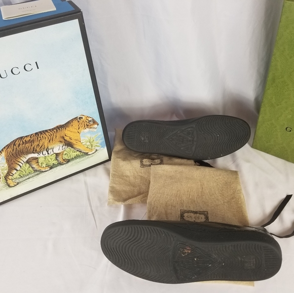 Gucci | Shoes | Gucci Black Ace Sneakers Gg Embossed Leather G 1 | Poshmark